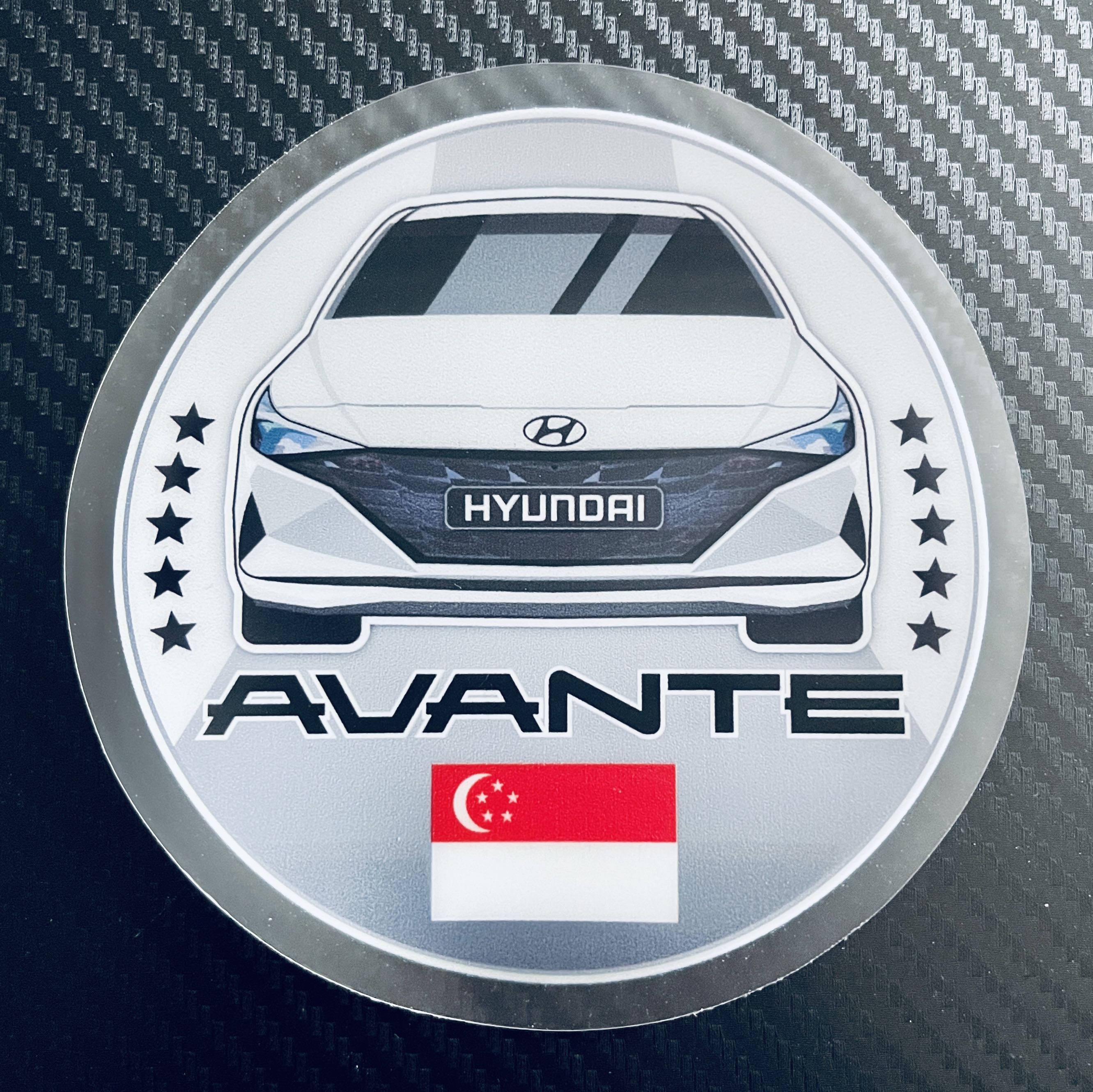 Hyundai Avante / Elantra . Static Cling Car Decals. 11cm diameter ...