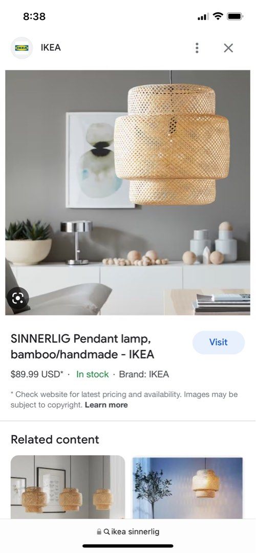 Ikea Sinnerlig large lamp, Furniture & Home Living, Lighting & Fans ...
