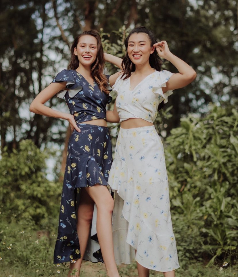 ilo label Hayley ruffle maxi skirt in navy, Women's Fashion, Bottoms, Skirts on Carousell