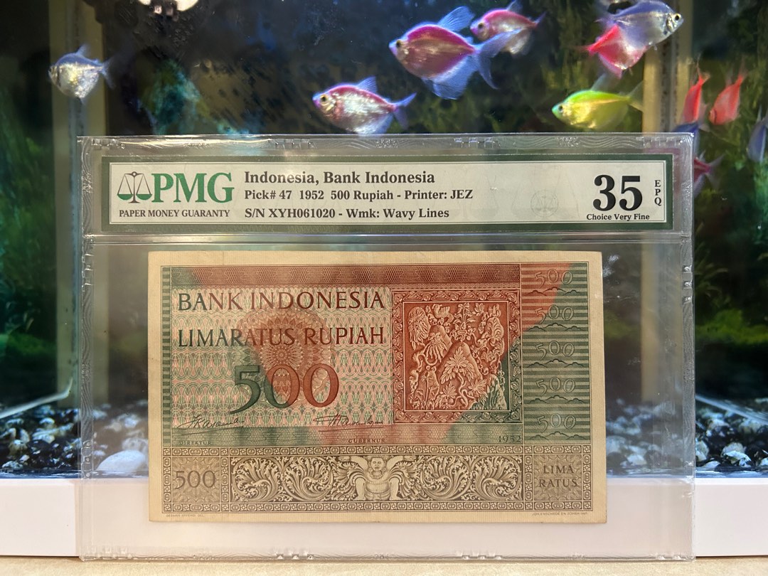 Indonesia - Rare 500 Rupiah (Rare note) issued in 1952 graded PMG 35EPQ ...