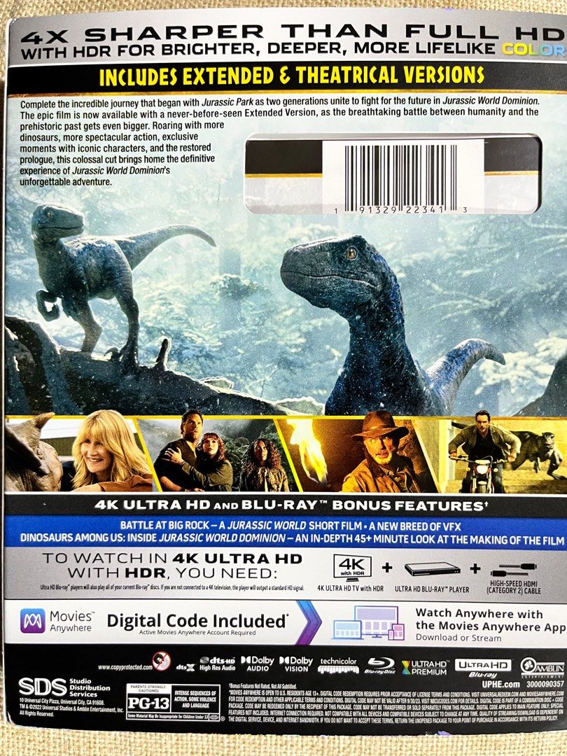 Jurassic World - dominion extended edition 4k/ blu ray, Hobbies & Toys, Music & Media, CDs ...