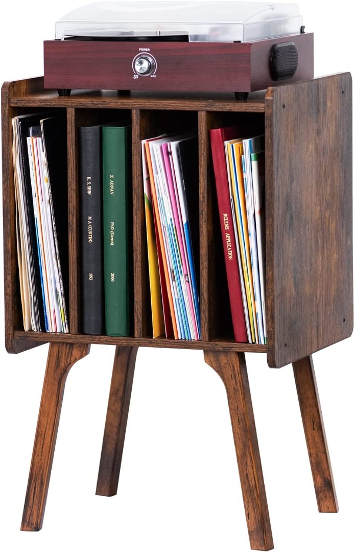 LELELINKY Record Player Stand,Vinyl Record Storage Table with 4 Cabinet ...