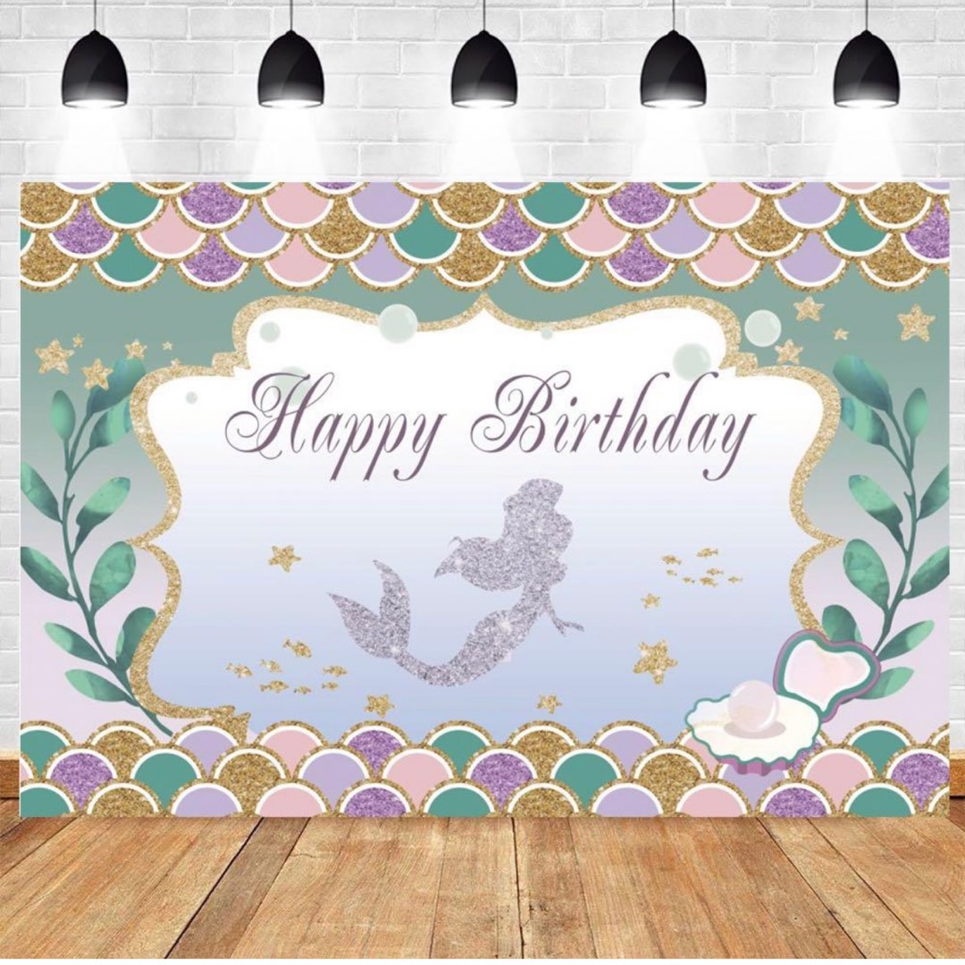 Little Mermaid Ariel party supplies- birthday banner backdrop/ party ...