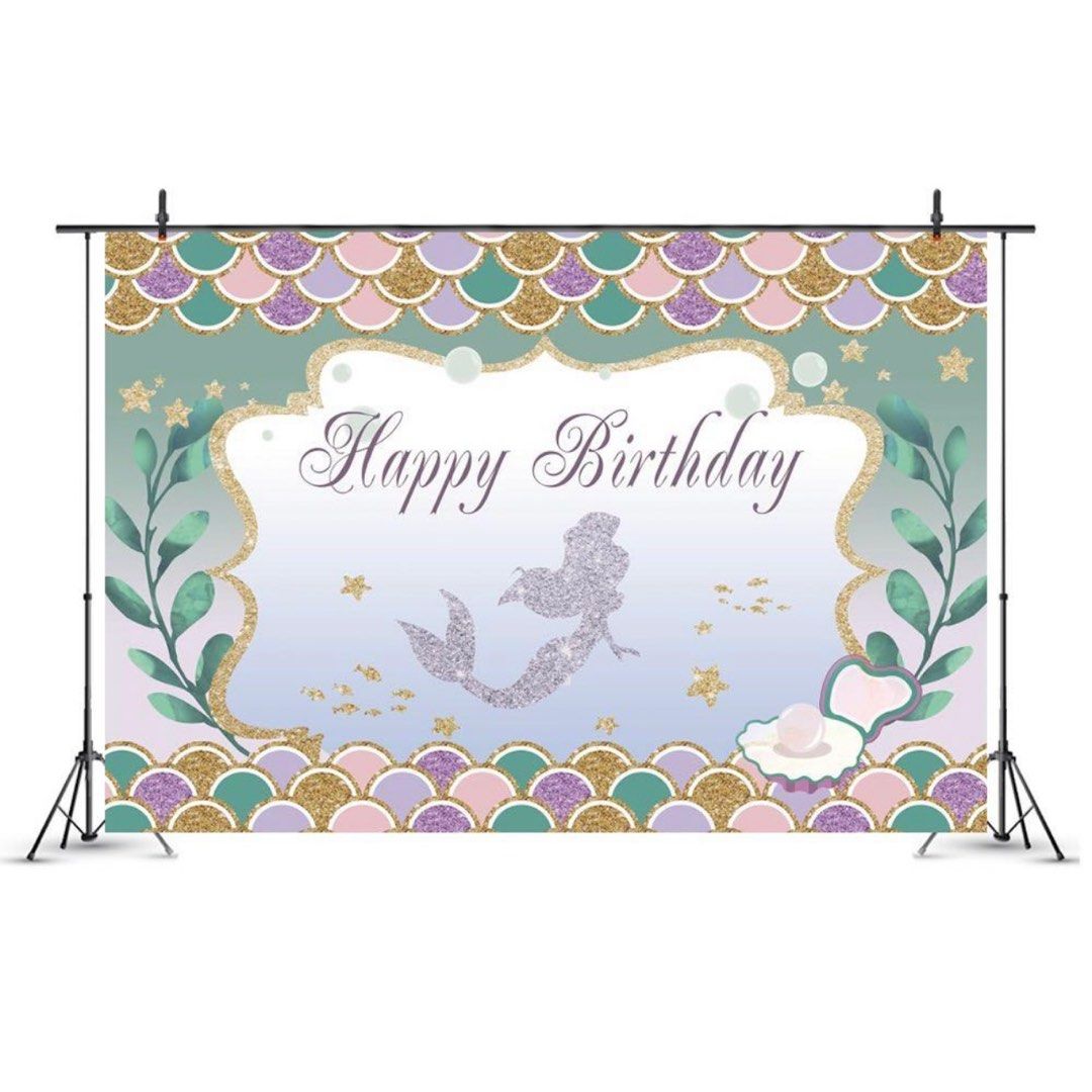Little Mermaid Ariel party supplies- birthday banner backdrop/ party ...