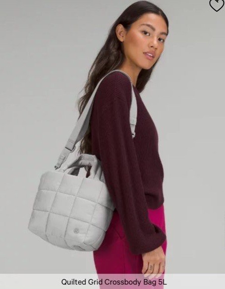 lululemon Quilted Grid Crossbody Bag 5L Silver Drop, Women's Fashion ...