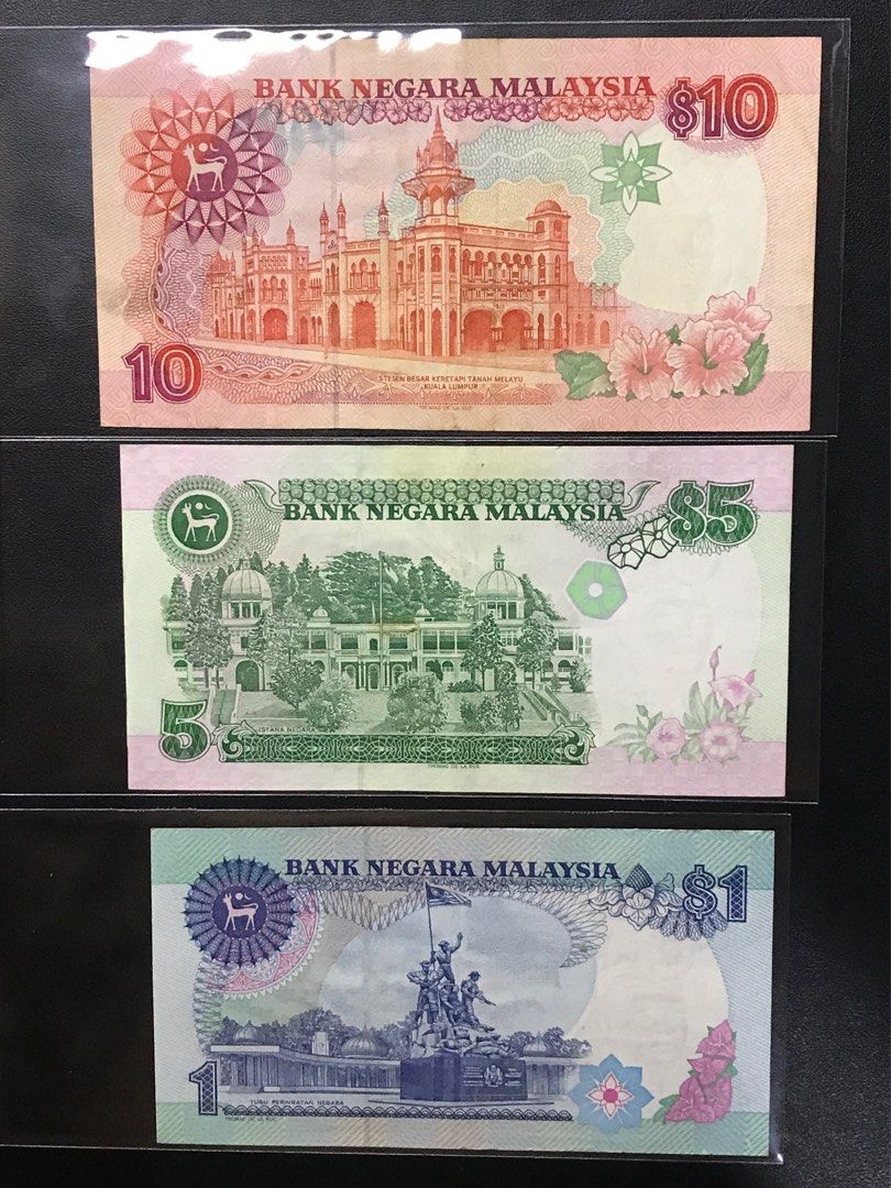 Malaysia Set RM10 RM5 RM1 Jaffar Hussein 6th series duit lama banknotes ...