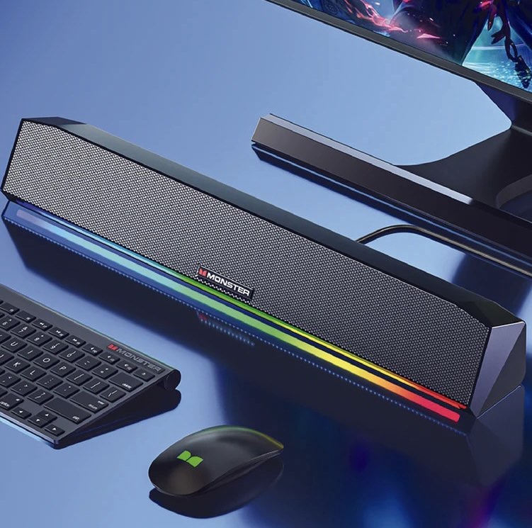 Monster G01 Gaming Mini Soundbar, 音響器材, Soundbar、揚聲器、藍牙喇叭、耳擴 - Carousell