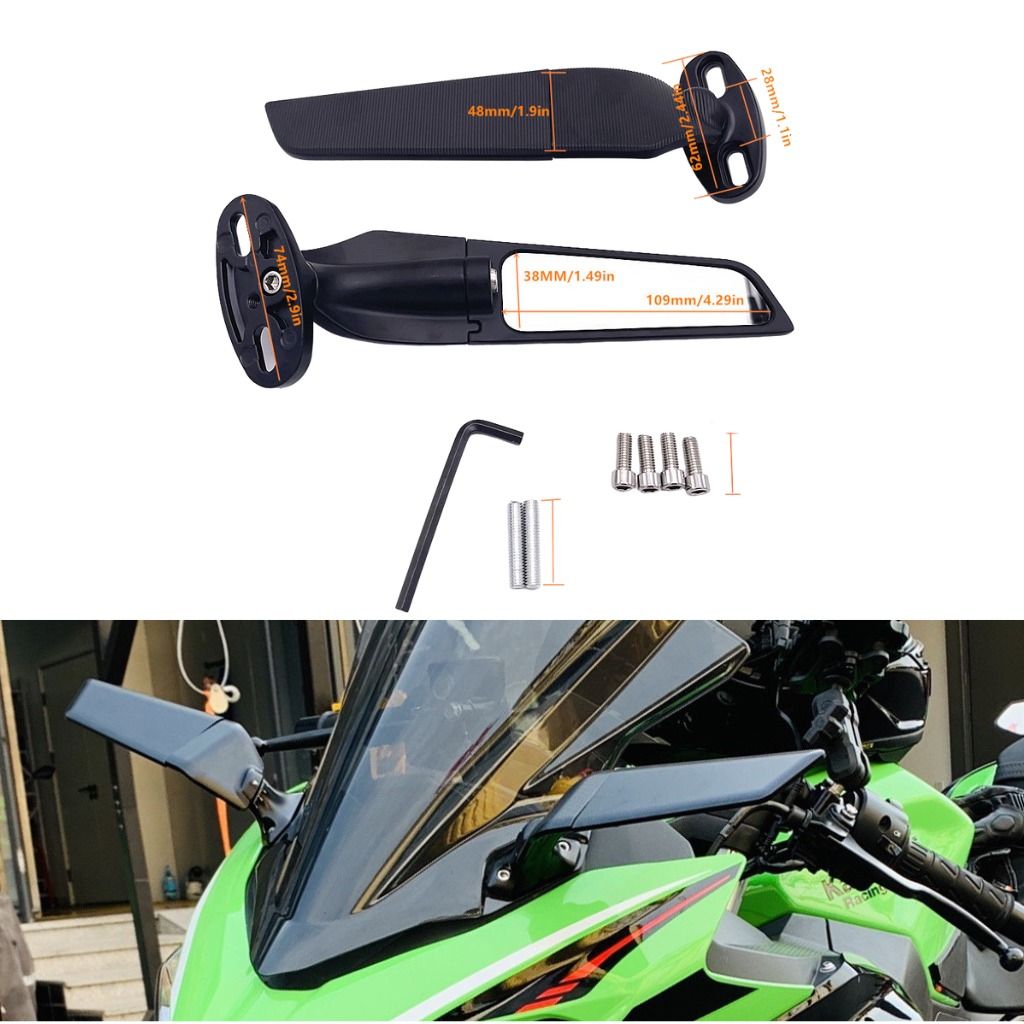 Motorcycle Universal Rearview Mirror Winglet Mirror Yamaha R1/R6/R15/R3 ...