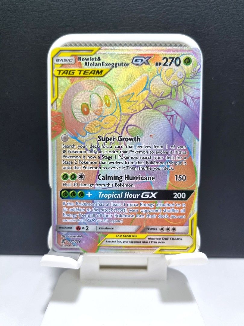 Pokemon TCG - Rowlet & Alolan Exeggutor Tag Team GX Hyper Rare (not ...