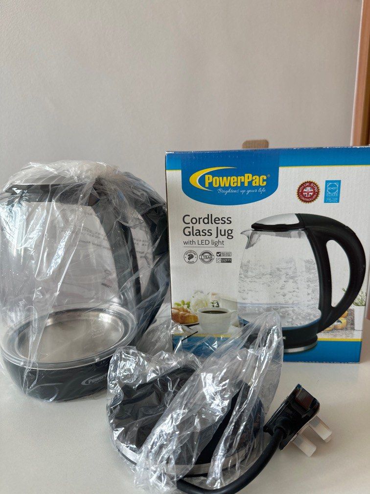 PowerPac Cordless Glass Jug with LED light, TV & Home Appliances ...