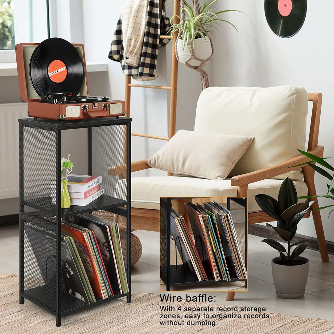 Record Player Stand, Turntable Stand Vinyl Record Storage Holder 3 Tier ...