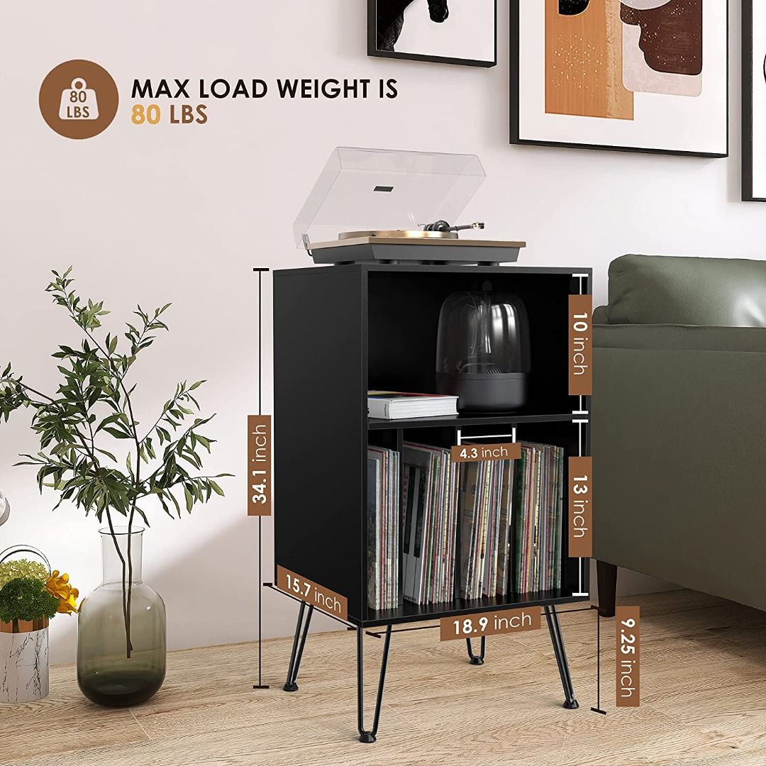 Record Player Stand, Turntable Stand with Record Storage, Vinyl Record ...