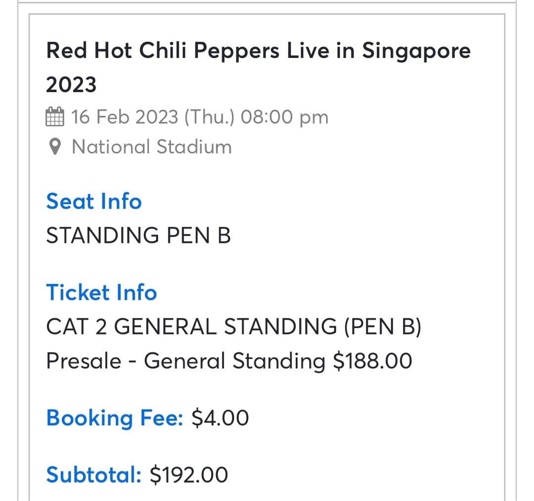 Red Hot Chili Peppers Ticket Urgent Sell, Tickets & Vouchers, Event ...