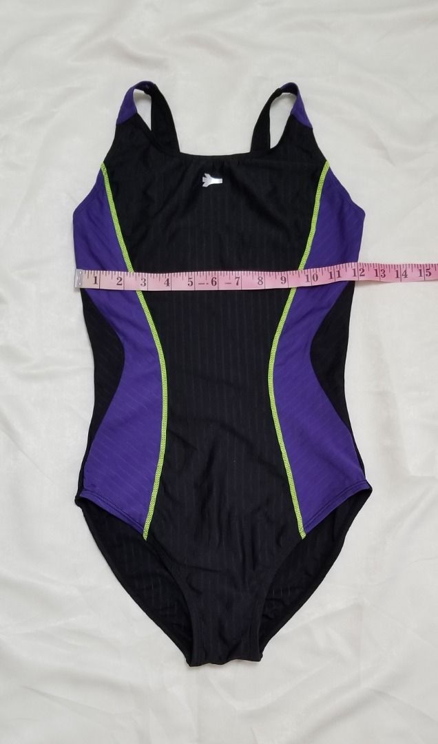 Renoma Black/Purple One-Piece Swimsuit (Preloved), Women's Fashion ...
