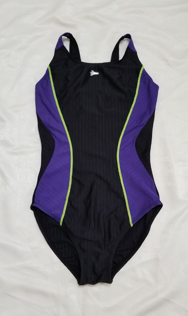 Renoma Black/Purple One-Piece Swimsuit (Preloved), Women's Fashion ...