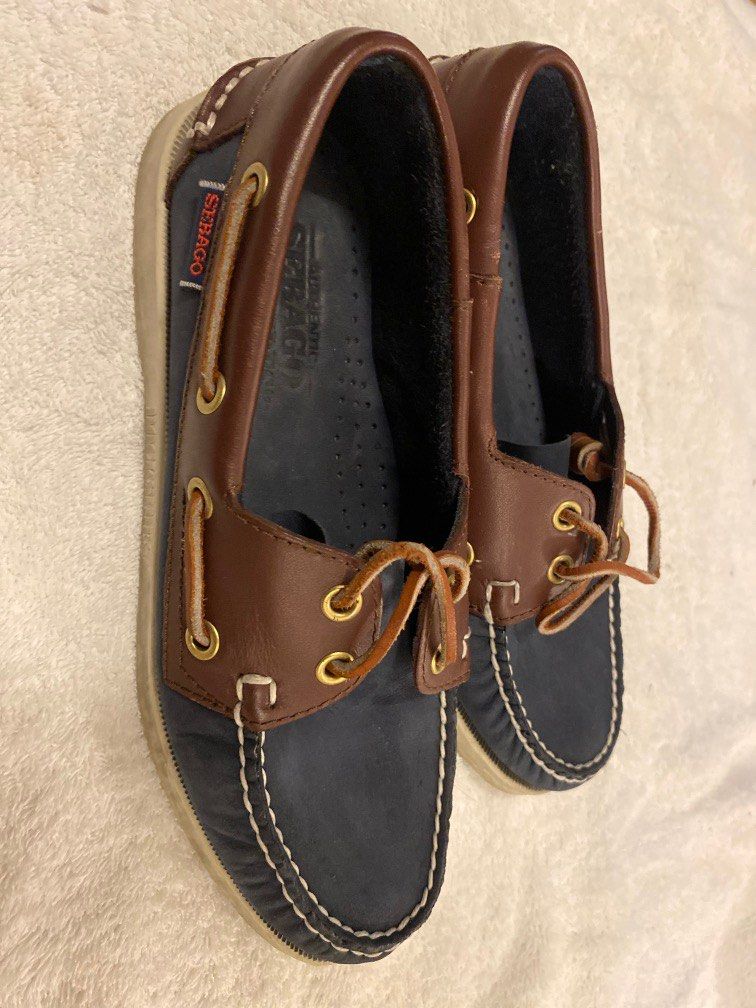 Sebago blue and brown boat shoes on Carousell