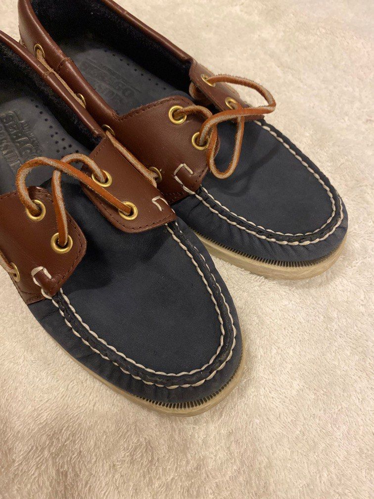 Sebago blue and brown boat shoes on Carousell