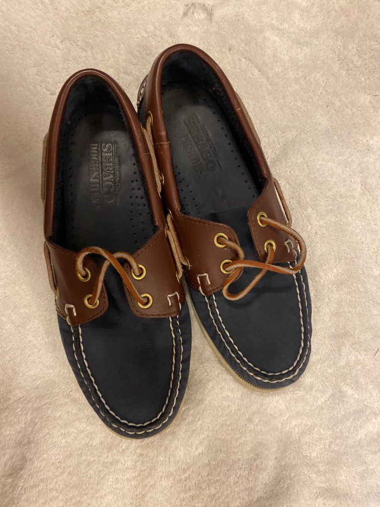 Sebago blue and brown boat shoes on Carousell