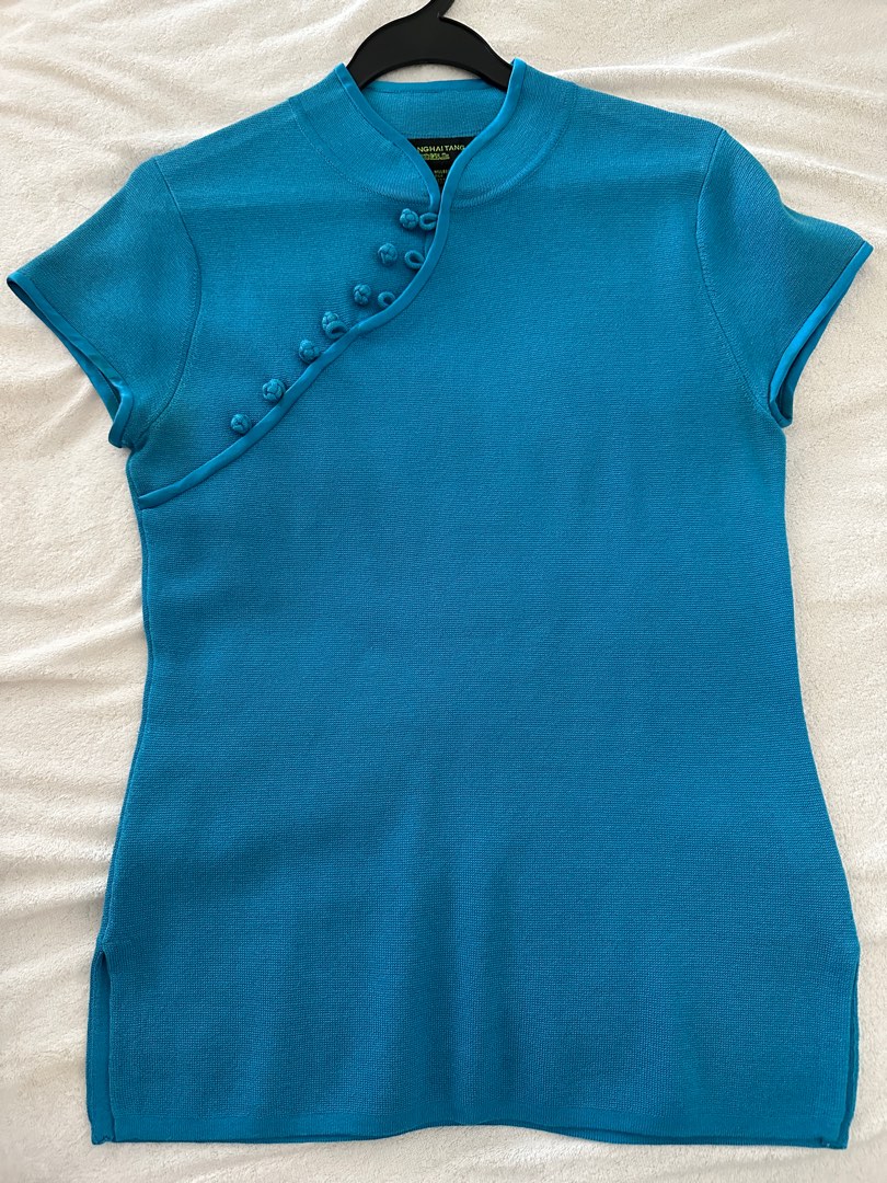 Shanghai Tang Mandarin Collar Silk Top, Women's Fashion, Tops, Other ...