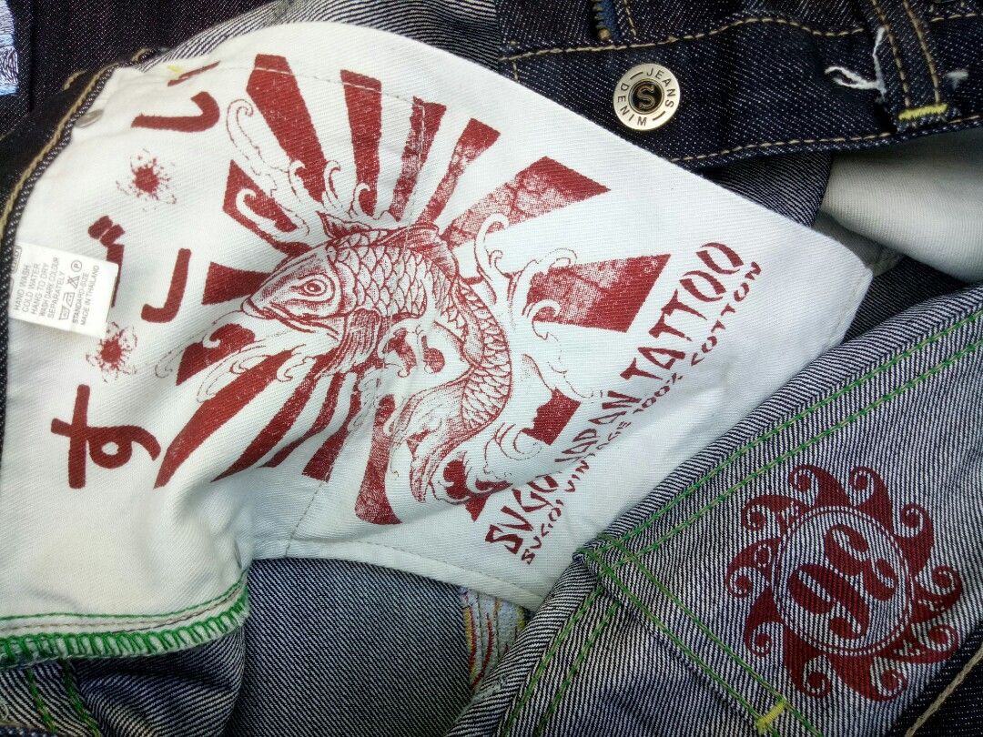 SUGOI JEANS JAPAN TATTOO, Men's Fashion, Bottoms, Jeans on Carousell