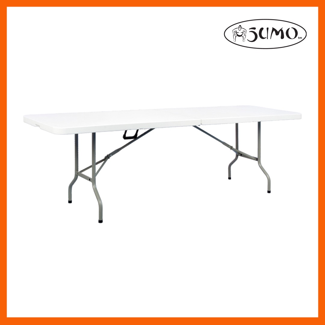 SUMO ST-9630F 8ft Rectangular Fold in Half Top Folding Plastic Table ...