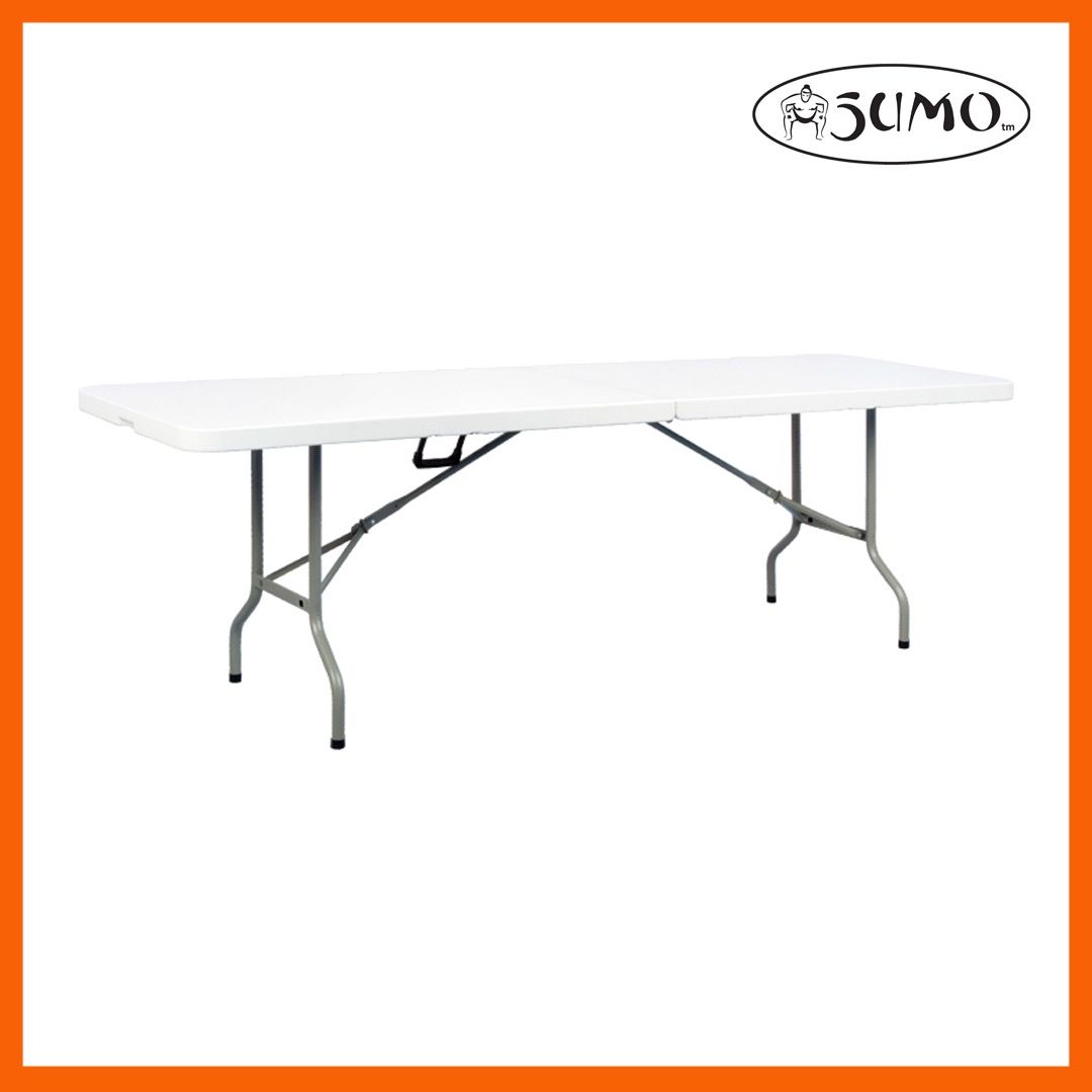 SUMO ST-9630F 8ft Rectangular Fold in Half Top Folding Plastic Table ...