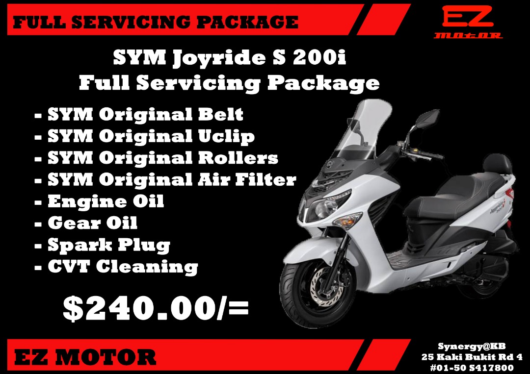 SYM Joyride S 200i Full Servicing Package, Motorcycles, Motorcycle ...