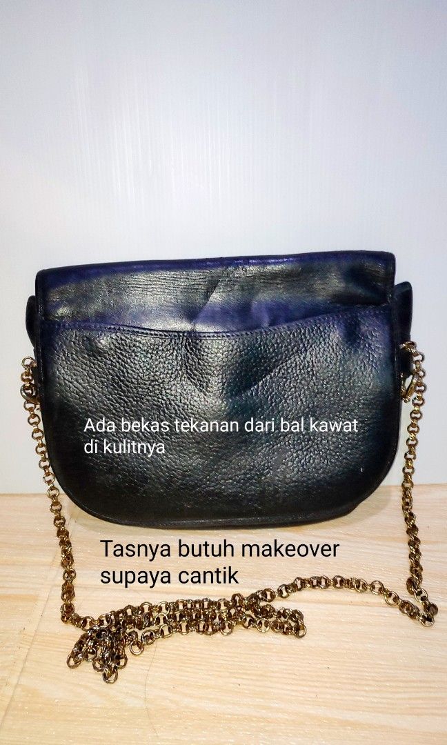 Tas CD Vintage kulit asli second bekas seken, Fesyen Wanita, Tas & Dompet di Carousell