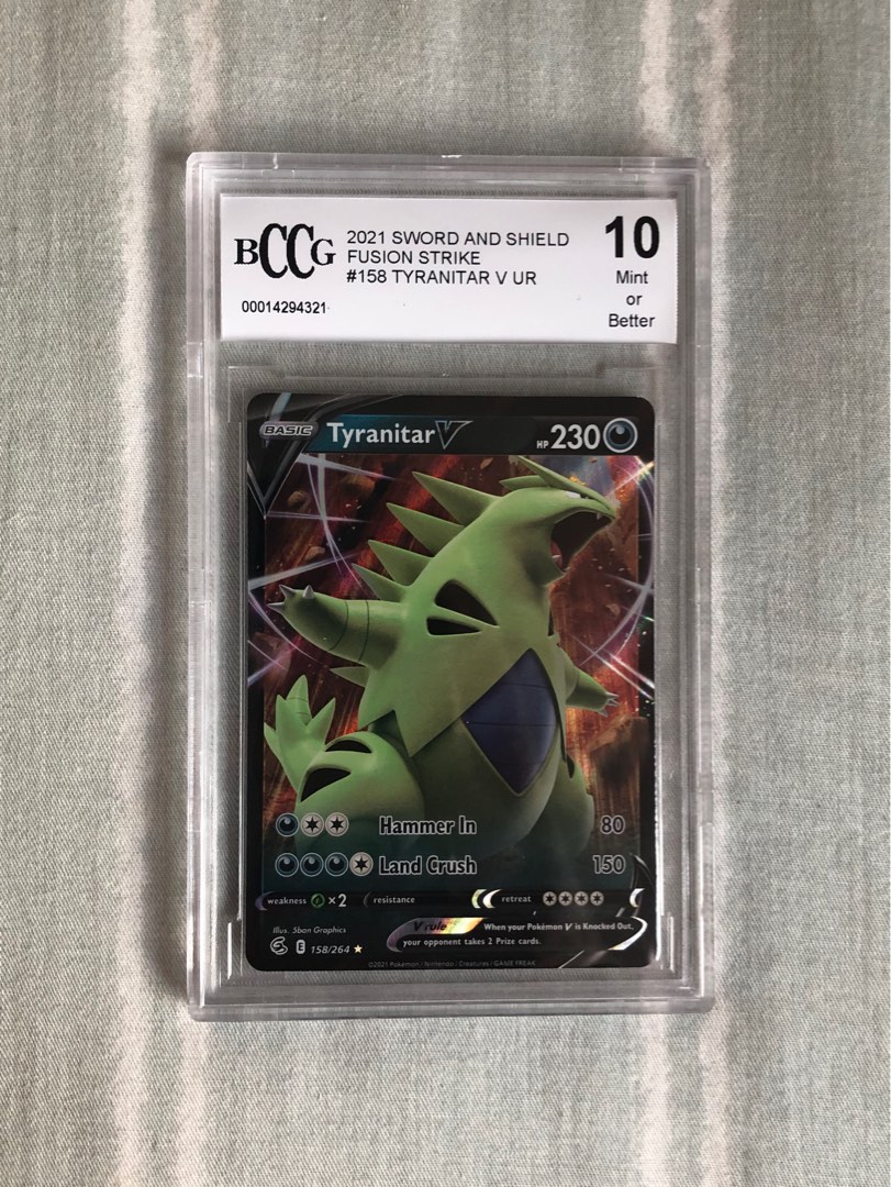 Tyranitar V #158 Pokemon Fusion Strike BCCG Beckett Graded Card Slab ...