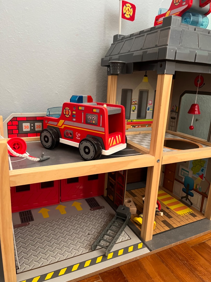 Wooden fire station play set, Hobbies & Toys, Toys & Games on Carousell