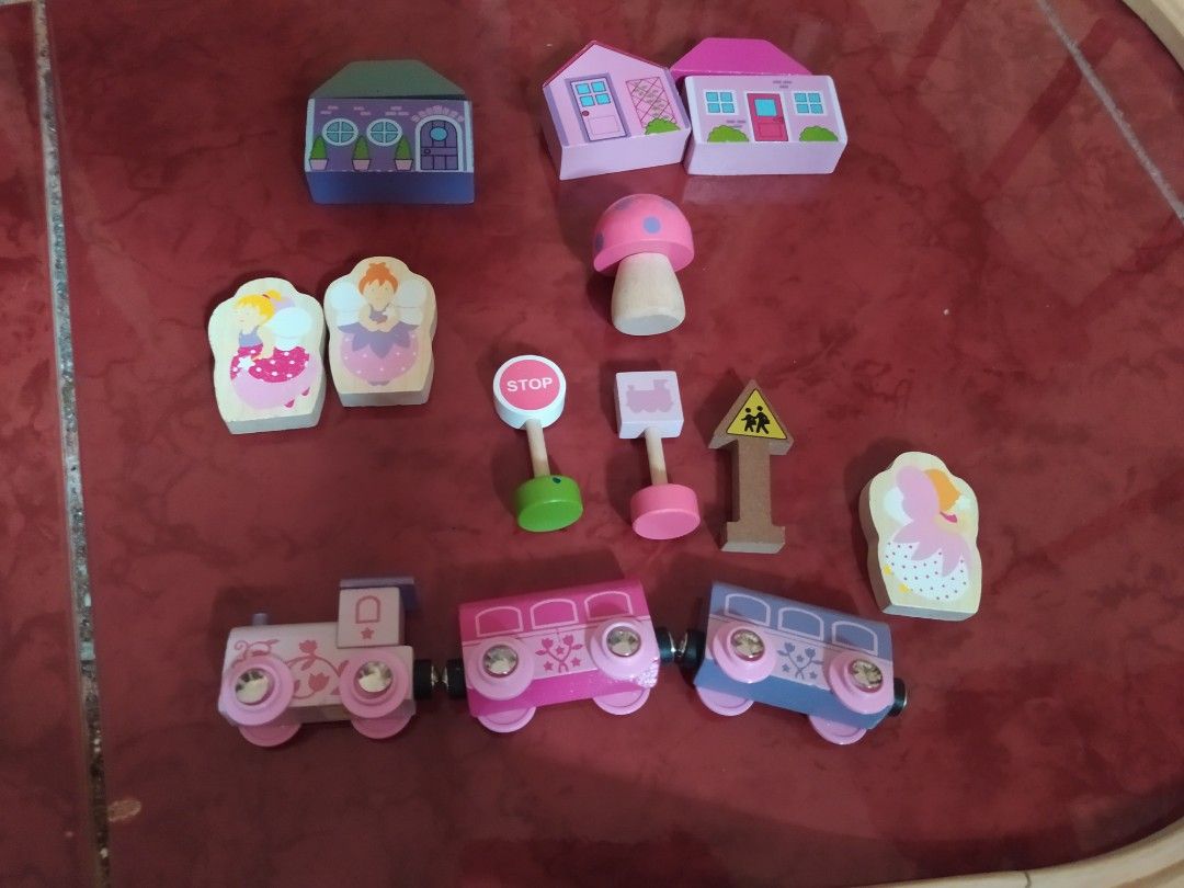 Wooden Pink train set, Hobbies & Toys, Toys & Games on Carousell