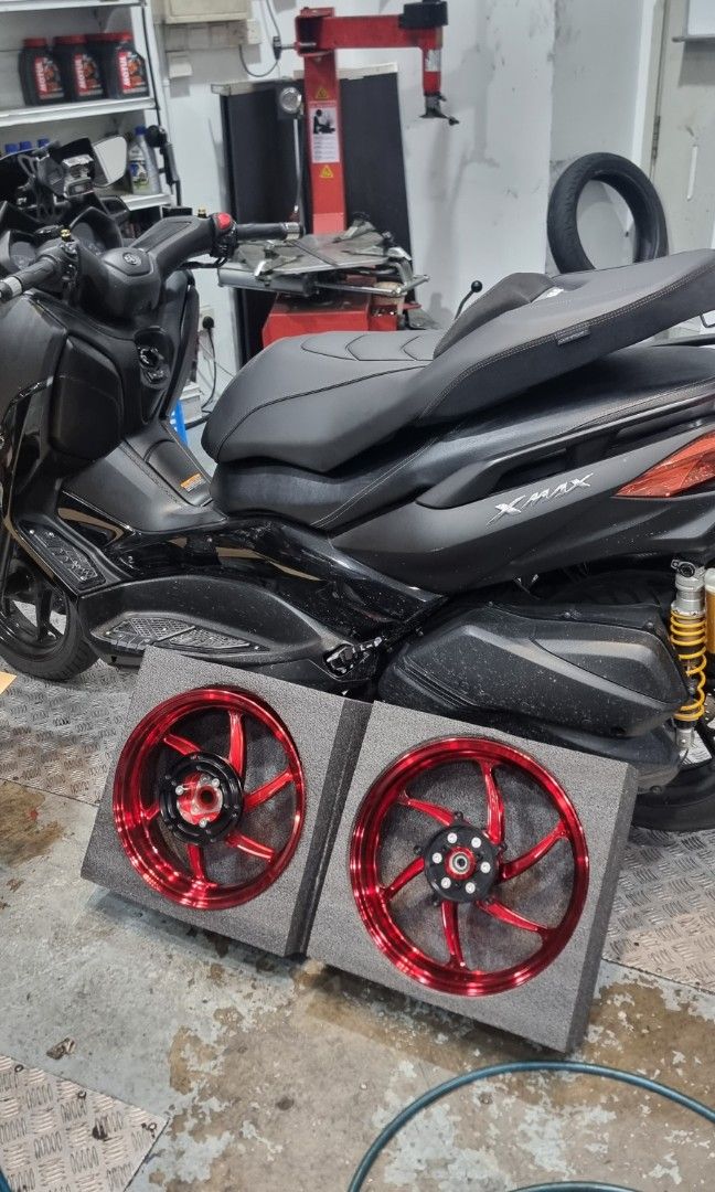 Xmax CNC Rim Metallic Red, Motorcycles, Motorcycle Accessories on Carousell