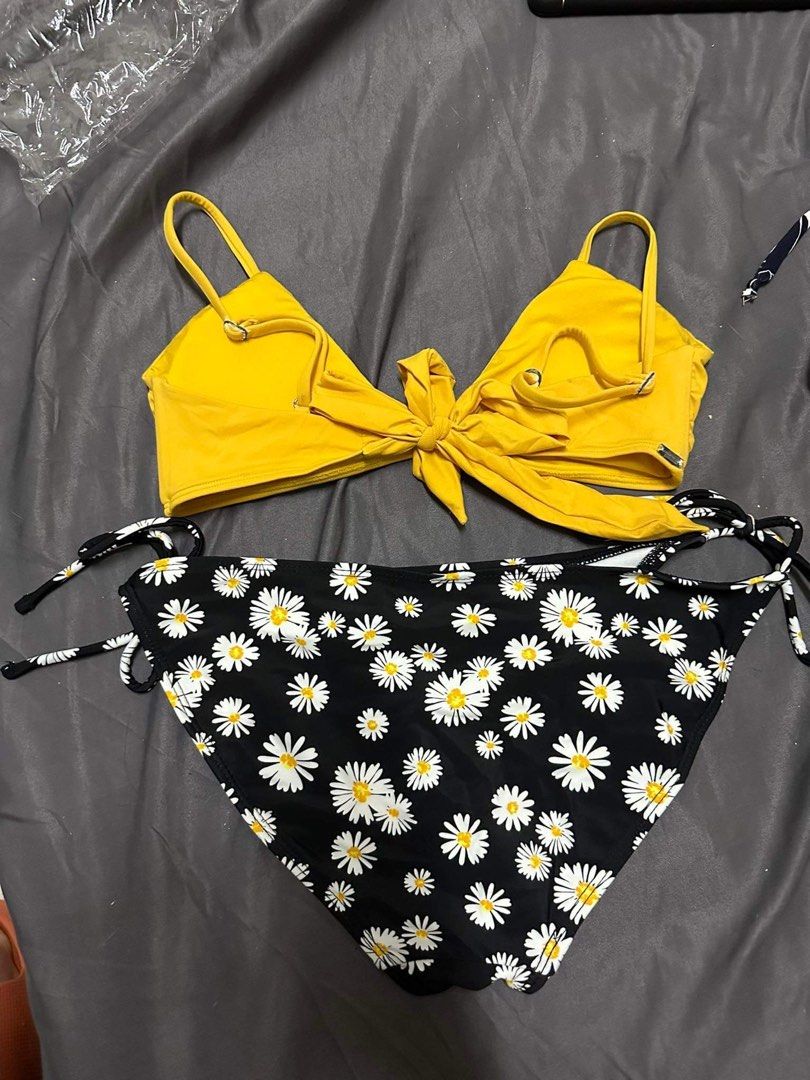 YELLOW BIKINI TOP AND DAISY BIKINI BOTTOM TWO PIECE SWIMSUIT, Women's ...