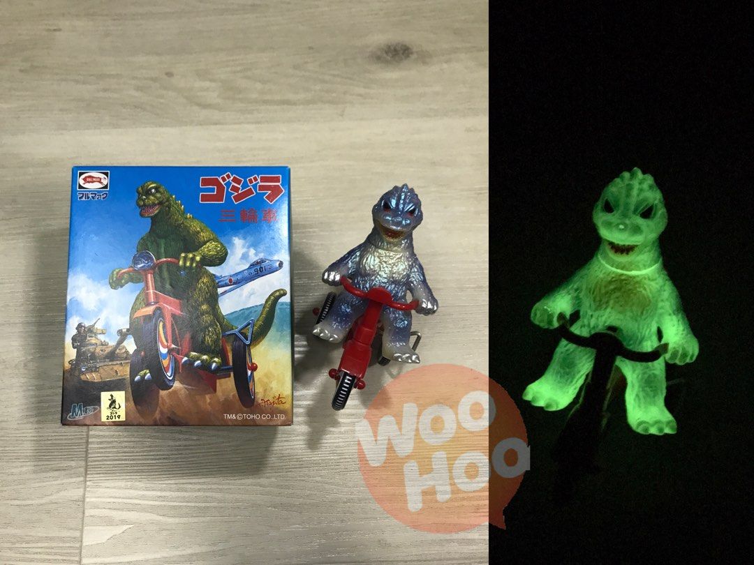 哥斯拉 夜光 三輪車 上鏈可行走 bullmark m1號 sofubi sofvi vinyl 搪膠 膠品 大膠 軟膠 糖膠 ソフビ kaiju 怪獸 godzilla m1, 興趣及遊戲 ...