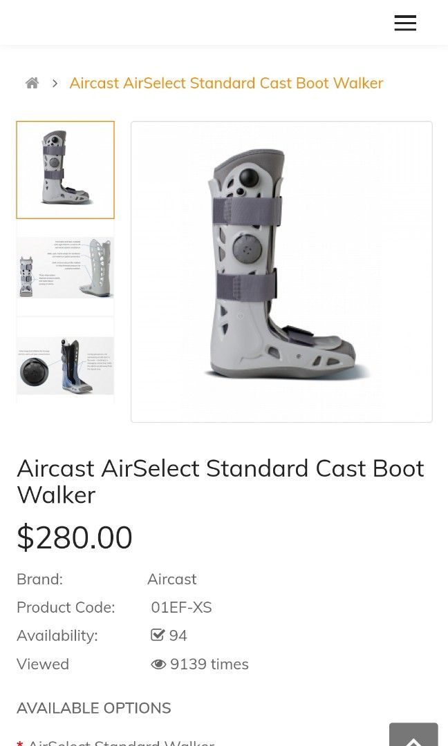 Aircast Airselect Walker boot, Health & Nutrition, Braces, Support ...