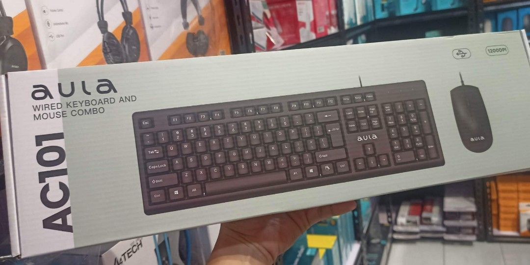 Aula AC101 Wired Keyboard and Mouse Combo Black, Computers & Tech ...