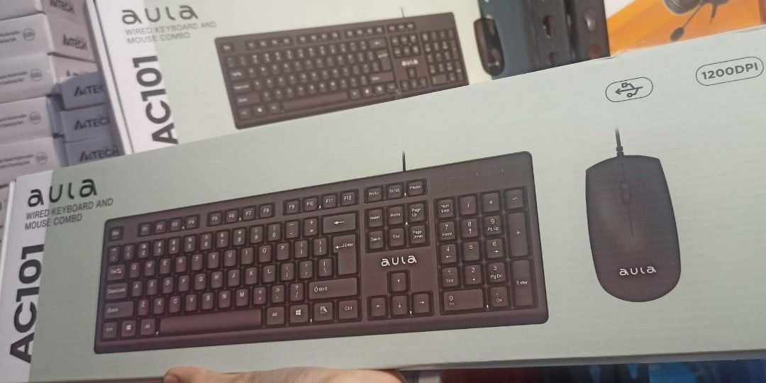 Aula AC101 Wired Keyboard and Mouse Combo Black, Computers & Tech ...