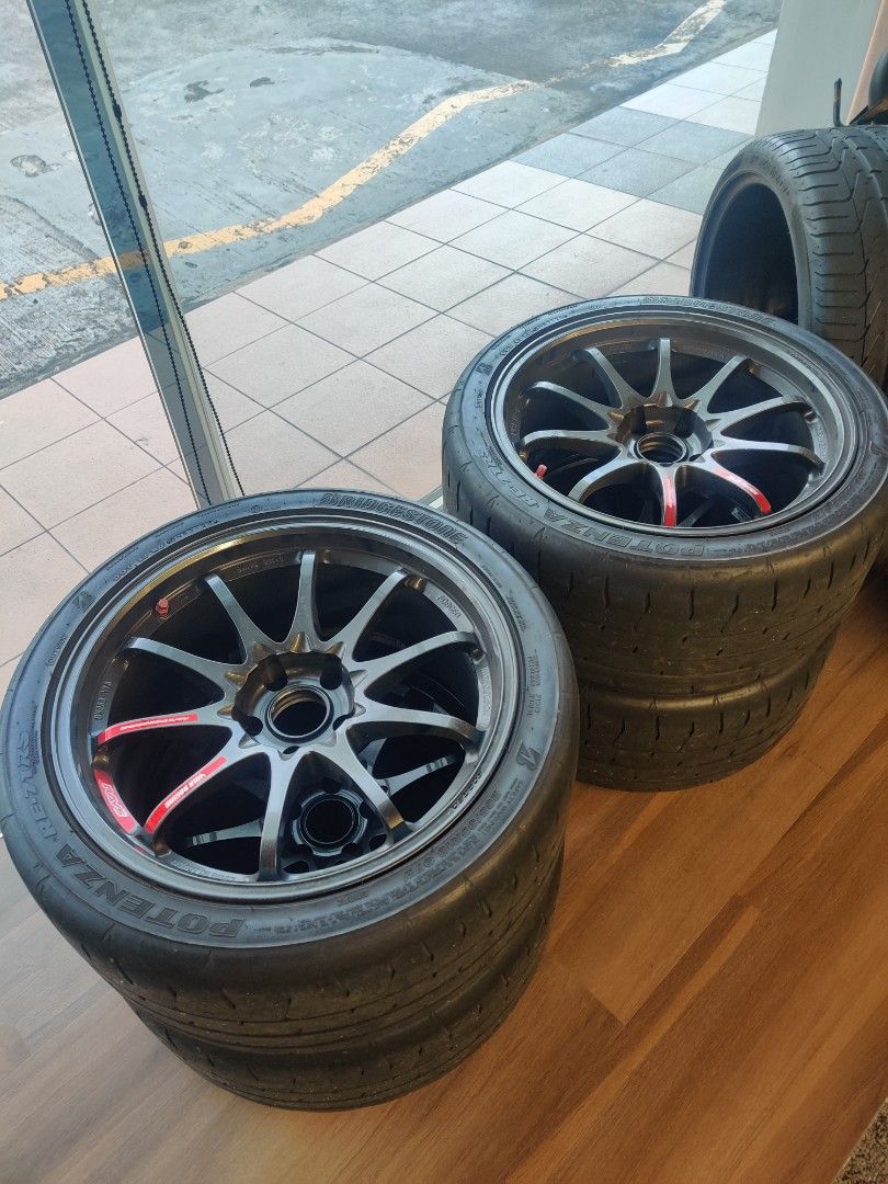 Authentic 18" Rays Volk Racing CE28 Club Racer 2 Black Edition w/ RE71RS - Evo X / 10, Car ...