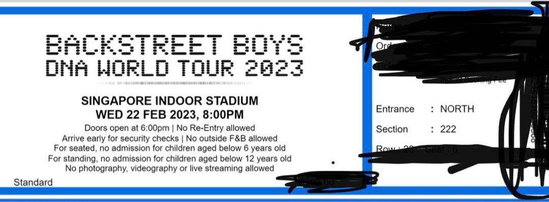 Backstreet Boys Concert Tix. Row 222, Tickets & Vouchers, Event Tickets ...