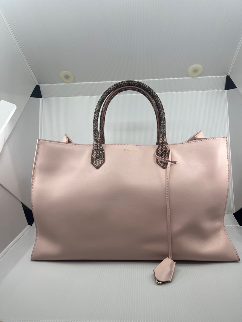 Balenciaga Rose Calfskin Leather and Snake Padlock Work Bag, Luxury ...