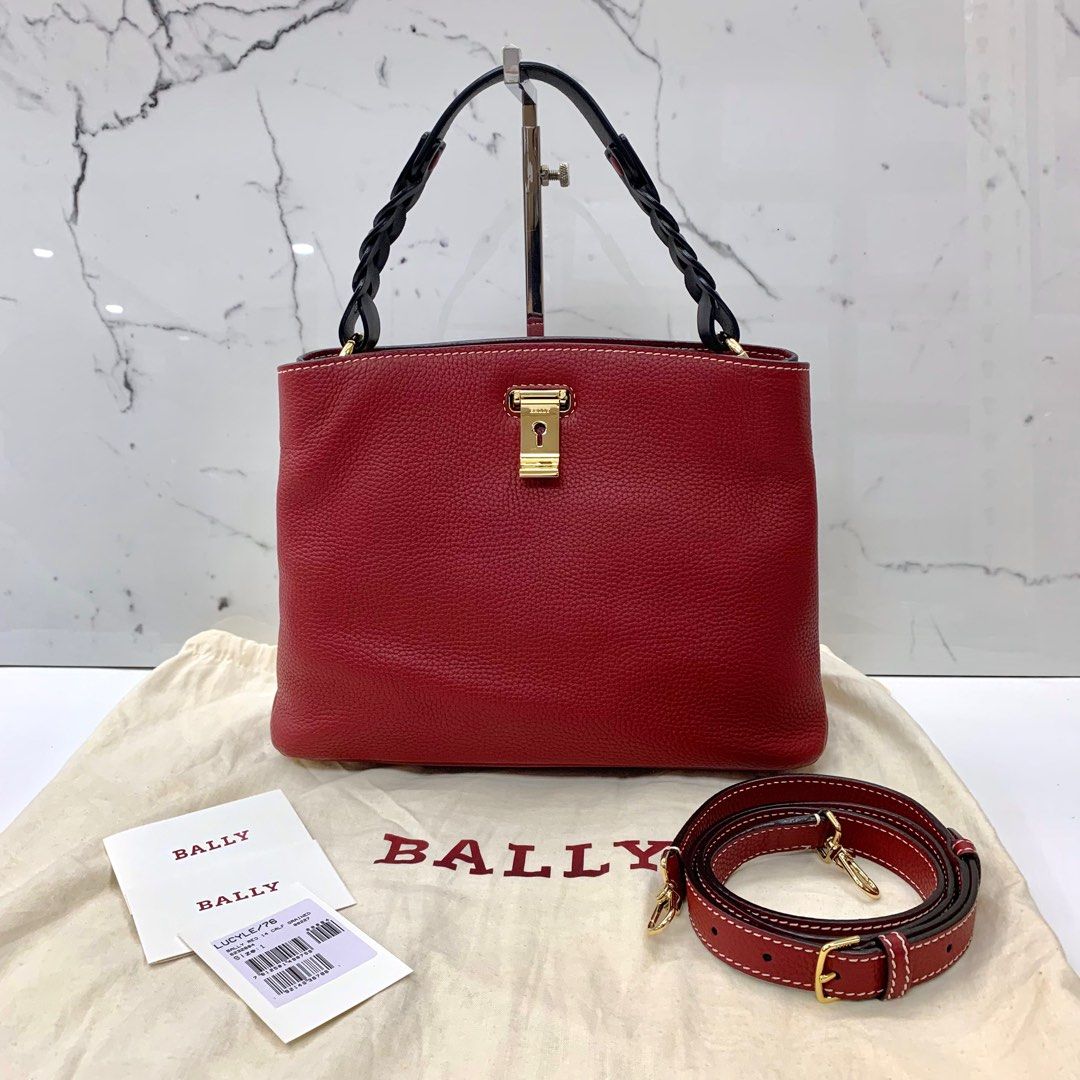 BALLY RED ONE SHOULDER LEATHER 2 WAY BAG 237000513