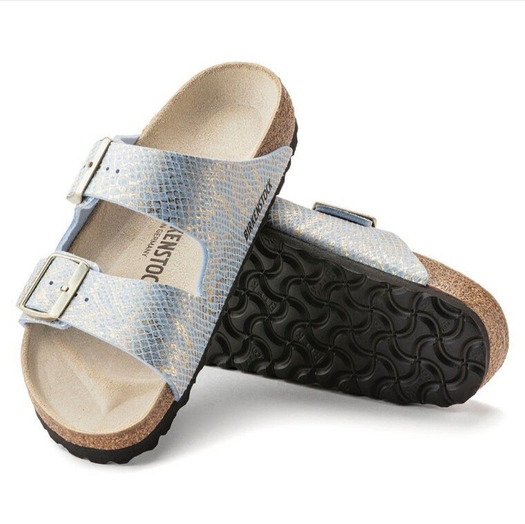Birkenstock Regular Fit Shiny Python Dusty Blue, Women's Fashion ...