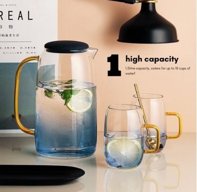 Blue Aesthetic Pitcher Jug And Glasses Set Borosilicate Glass ...