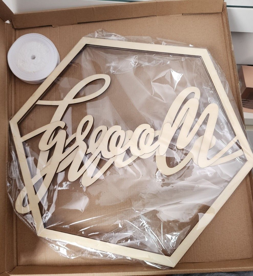Bride & Groom wooden sign, Hobbies & Toys, Stationery & Craft ...