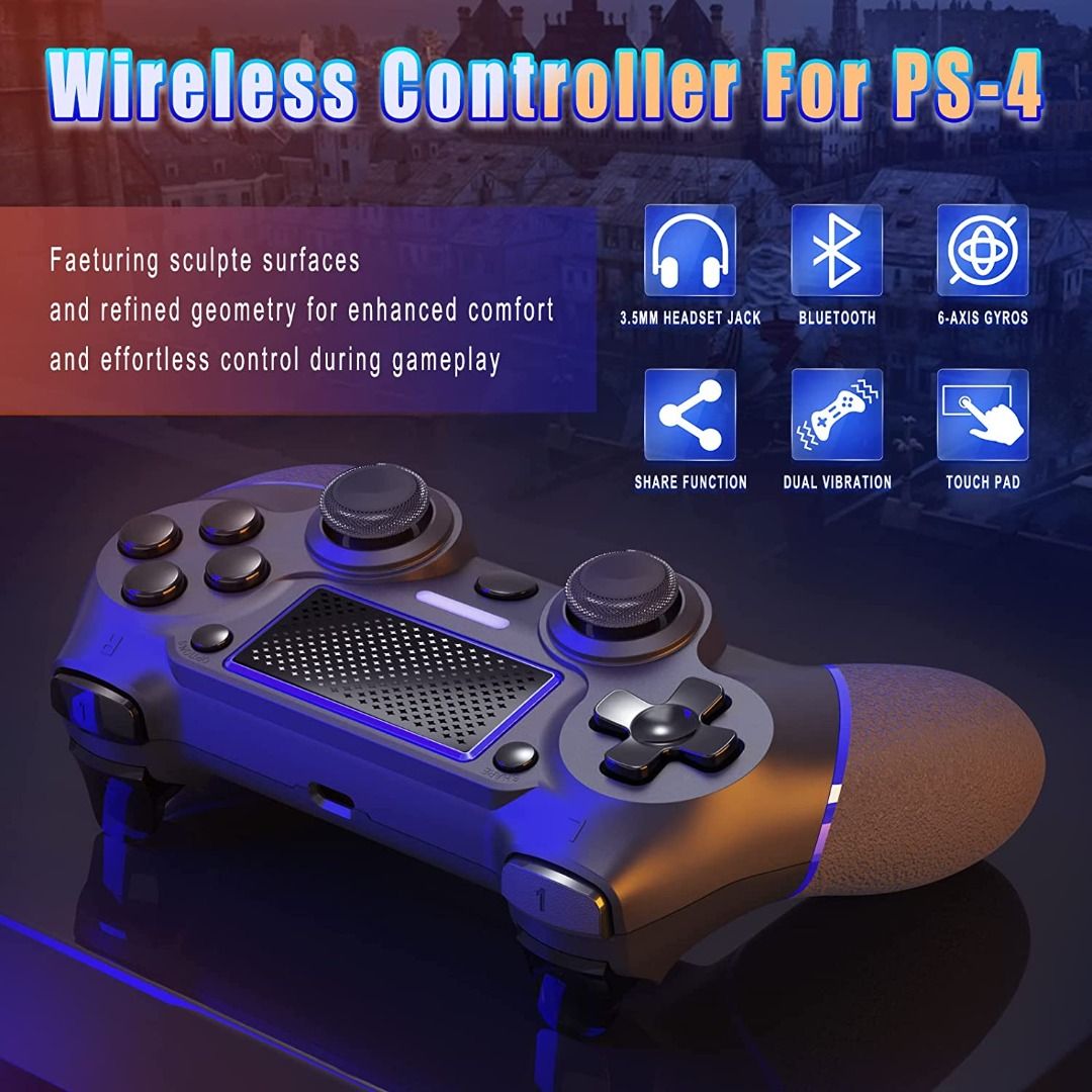 [C1060] PS4 Controller,Wireless Controller for PS4,Wireless Game Controller for PS4/Pro/Slim/PC ...