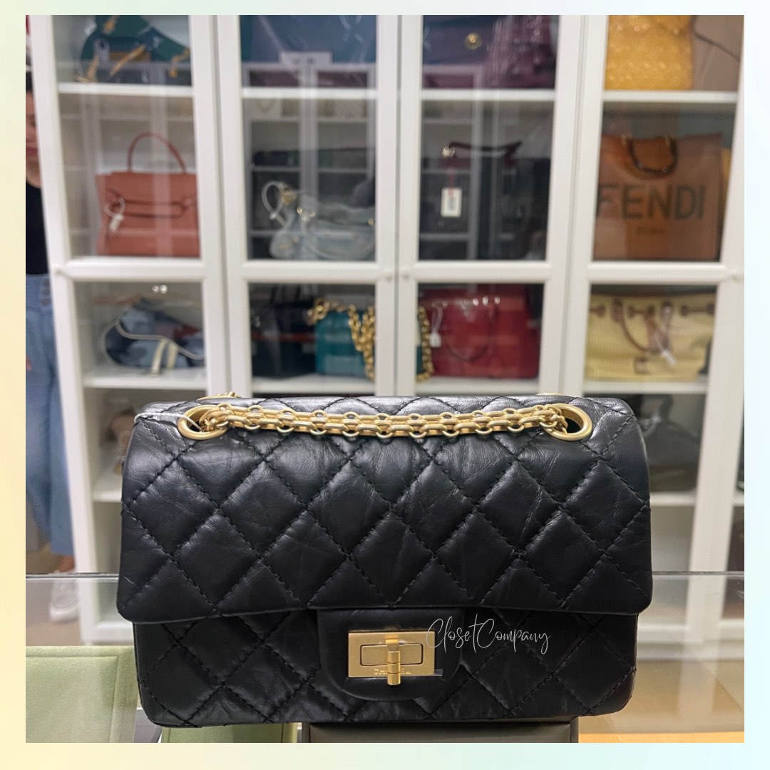 Chanel 2.55 Mini Reissue Black and Aged Gold Hardware (Microchip ...