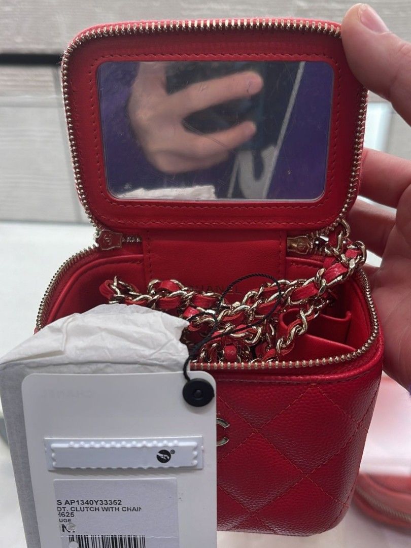Chanel mini vanity Red, Luxury, Bags & Wallets on Carousell