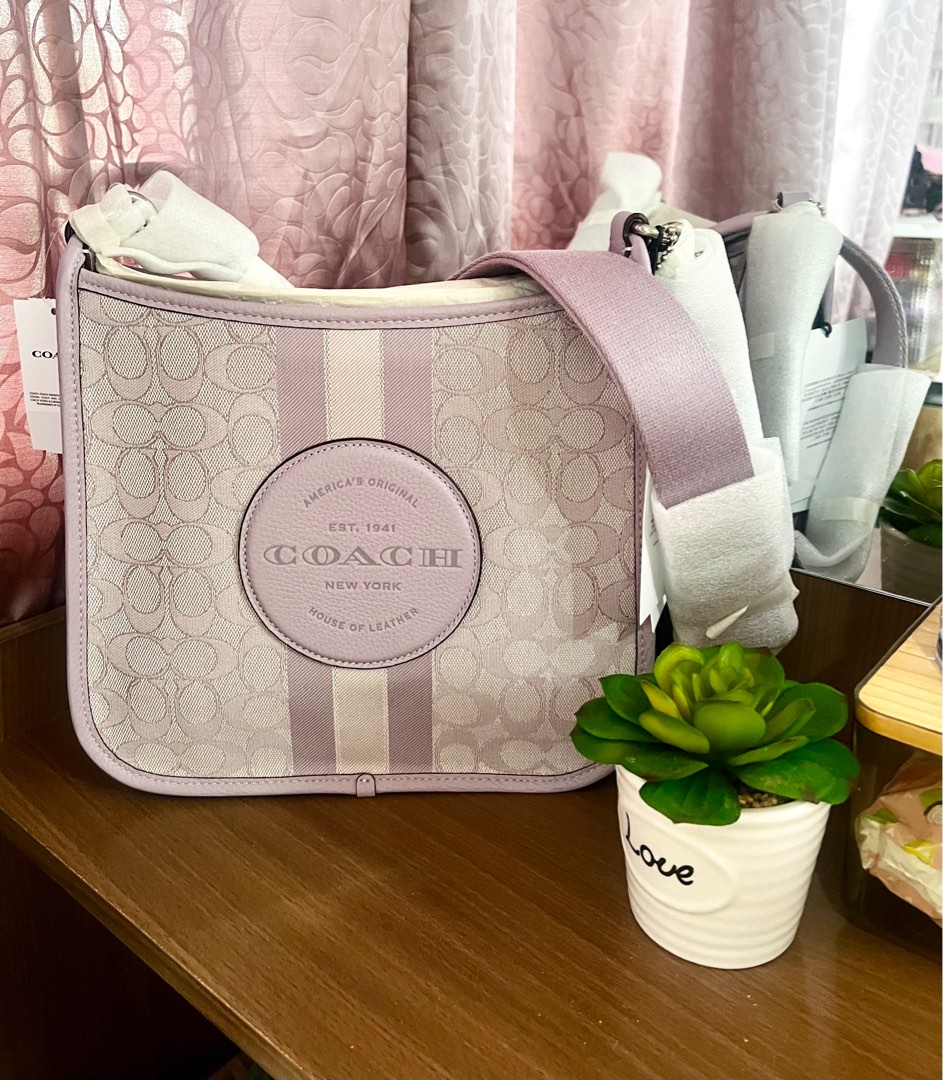 Coach Dempsey File Bag in Lilac, Luxury, Bags & Wallets on Carousell