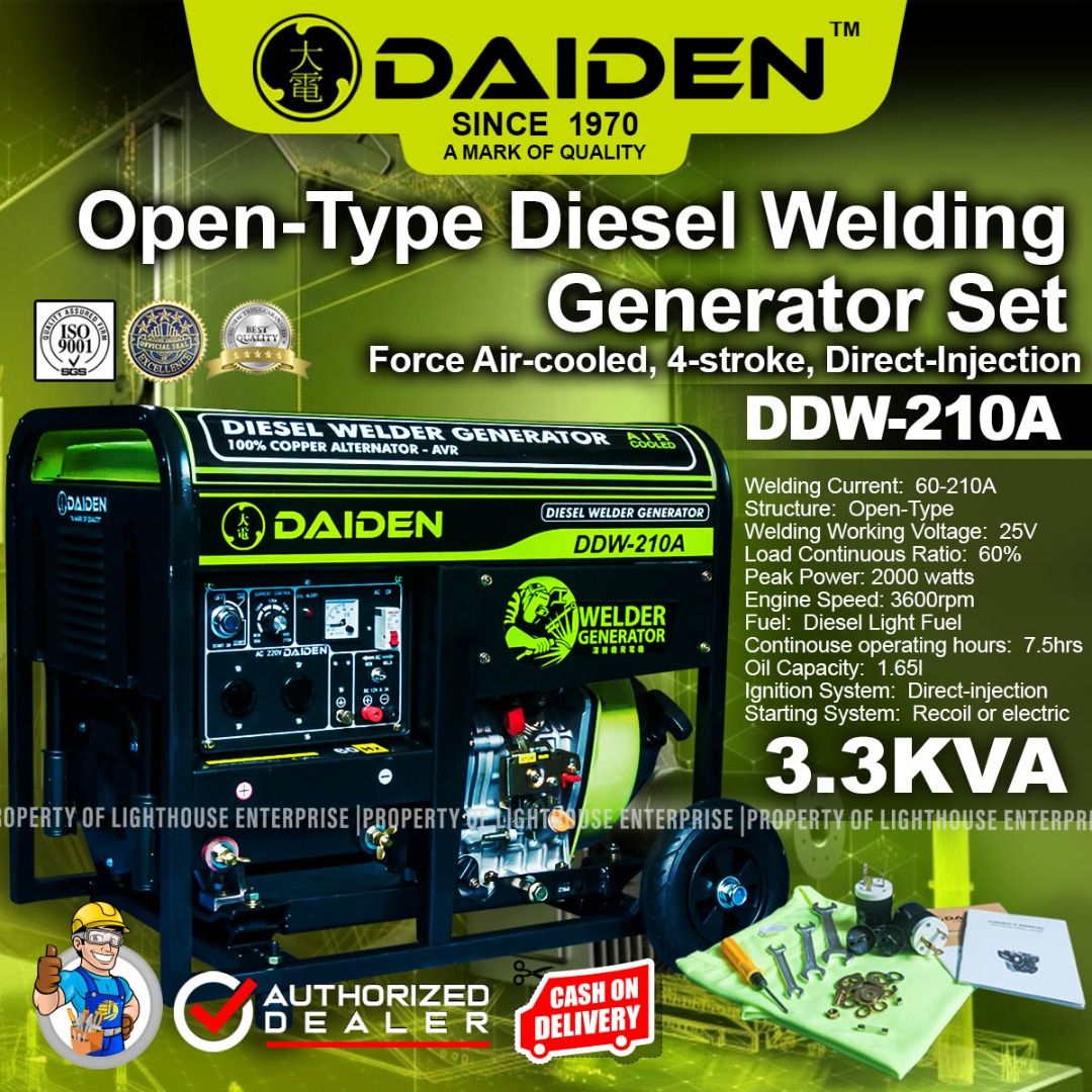 DAIDEN Japan 210A Open-Type Diesel Welding Generator Set (DDW-210A ...
