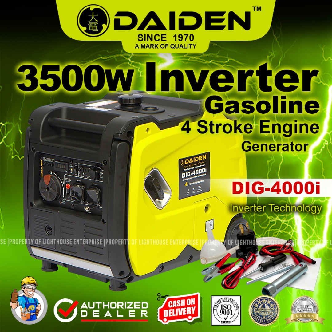 DAIDEN Japan 3500W 4-Stroke Silent Type Portable Gasoline Inverter ...